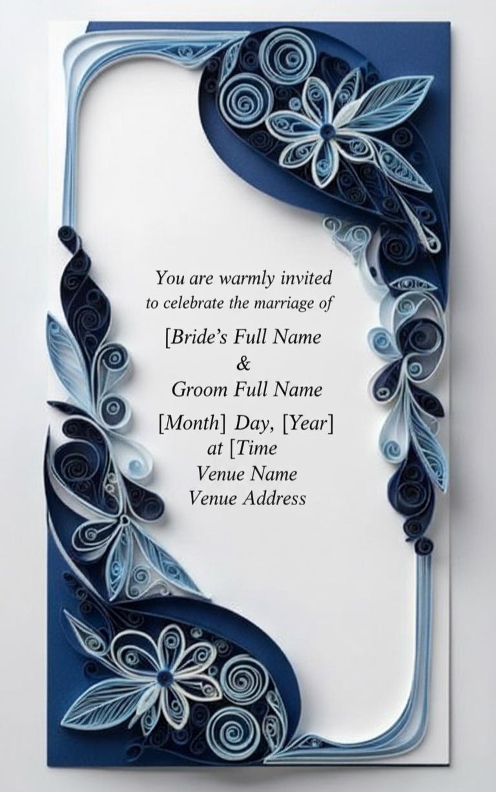 Floral Paper Quilling Art Frame Clipart: Botanical Wedding Invitation ...