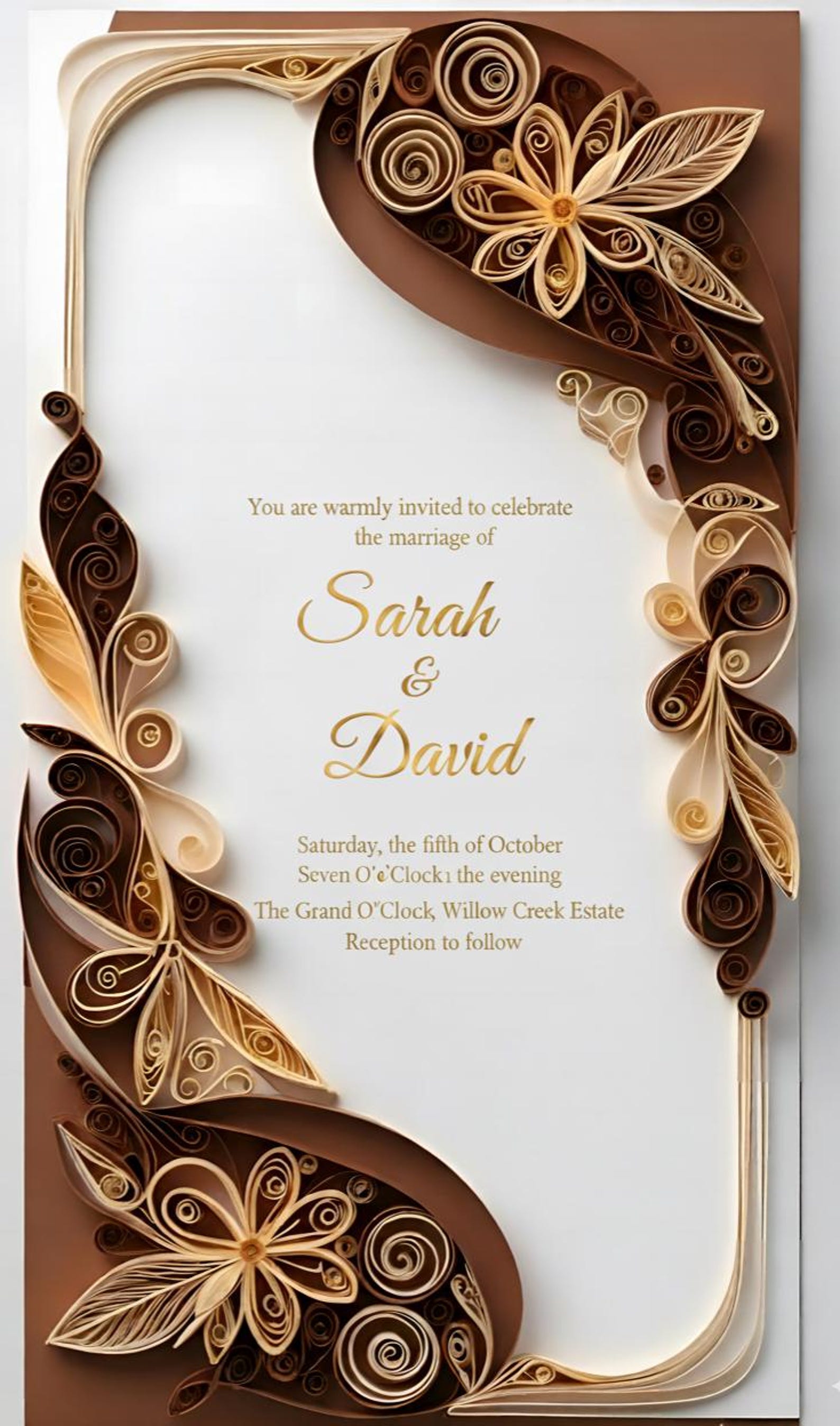 Floral Paper Quilling Art Frame Clipart: Botanical Wedding Invitation ...