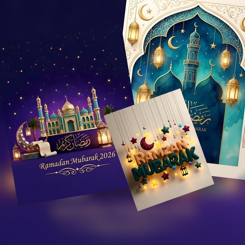 Ramadan Mubarak 2026 Cards | 3D Islamic Greetings, Social Media ...