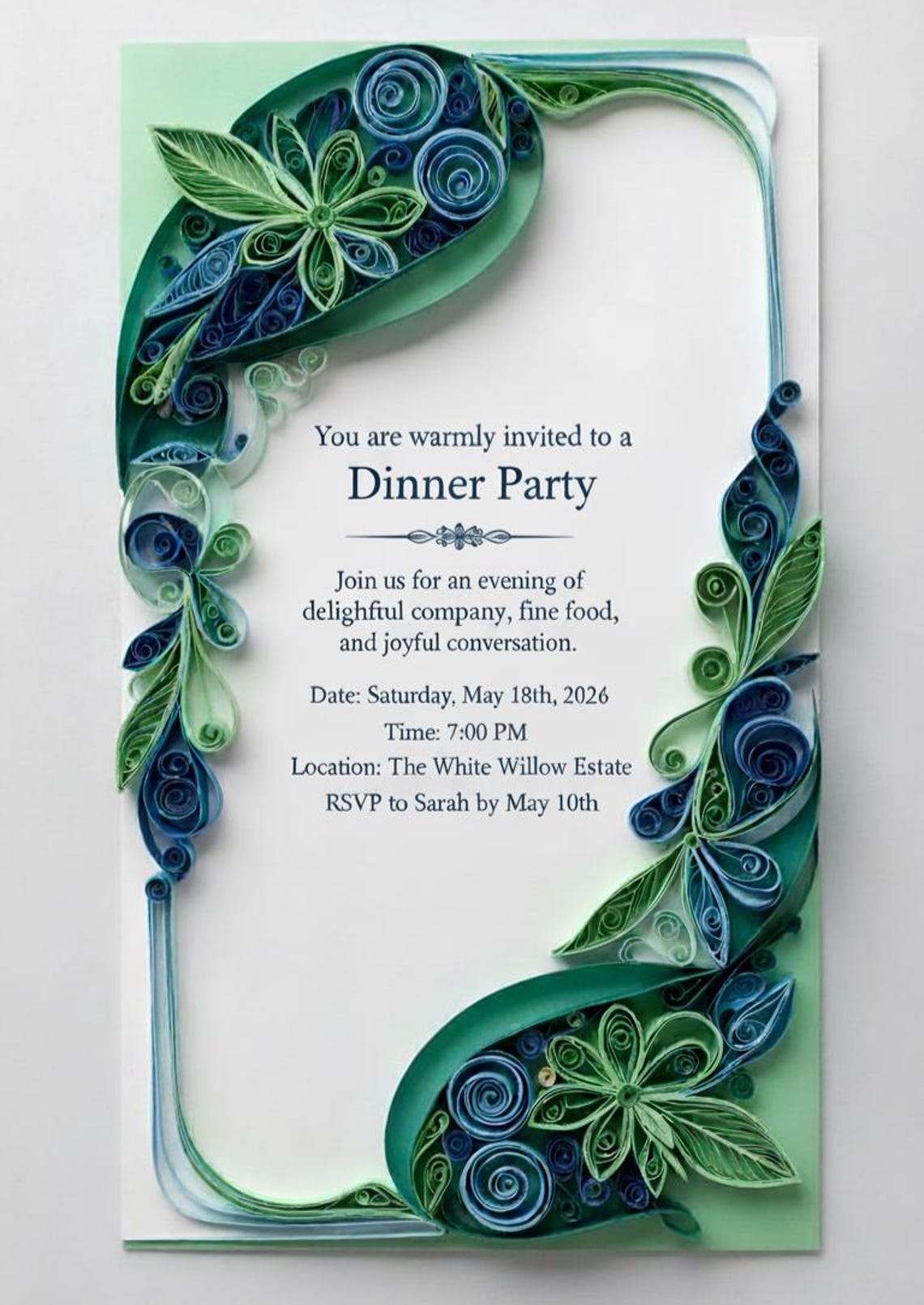 Floral Paper Quilling Art Frame Clipart: Botanical Wedding Invitation ...