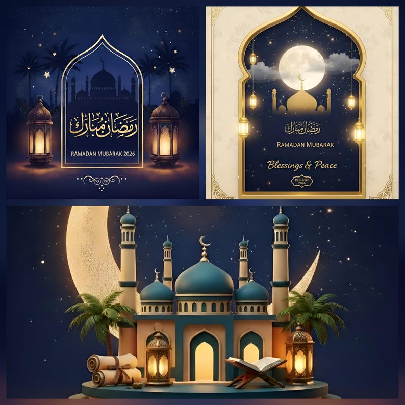 Ramadan Mubarak 2026 Cards | 3D Islamic Greetings, Social Media ...
