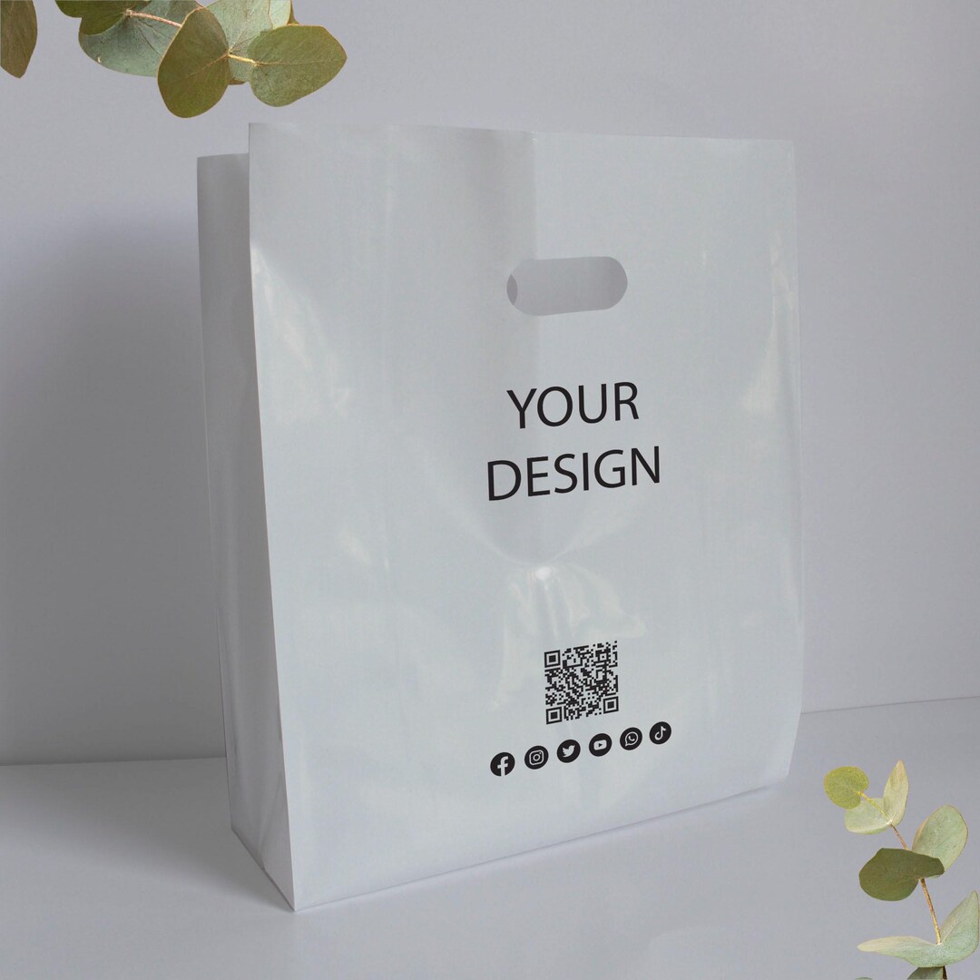Custom Blue Plastic Shopping Bag | Boutique | Gift Packaging With Logo ...