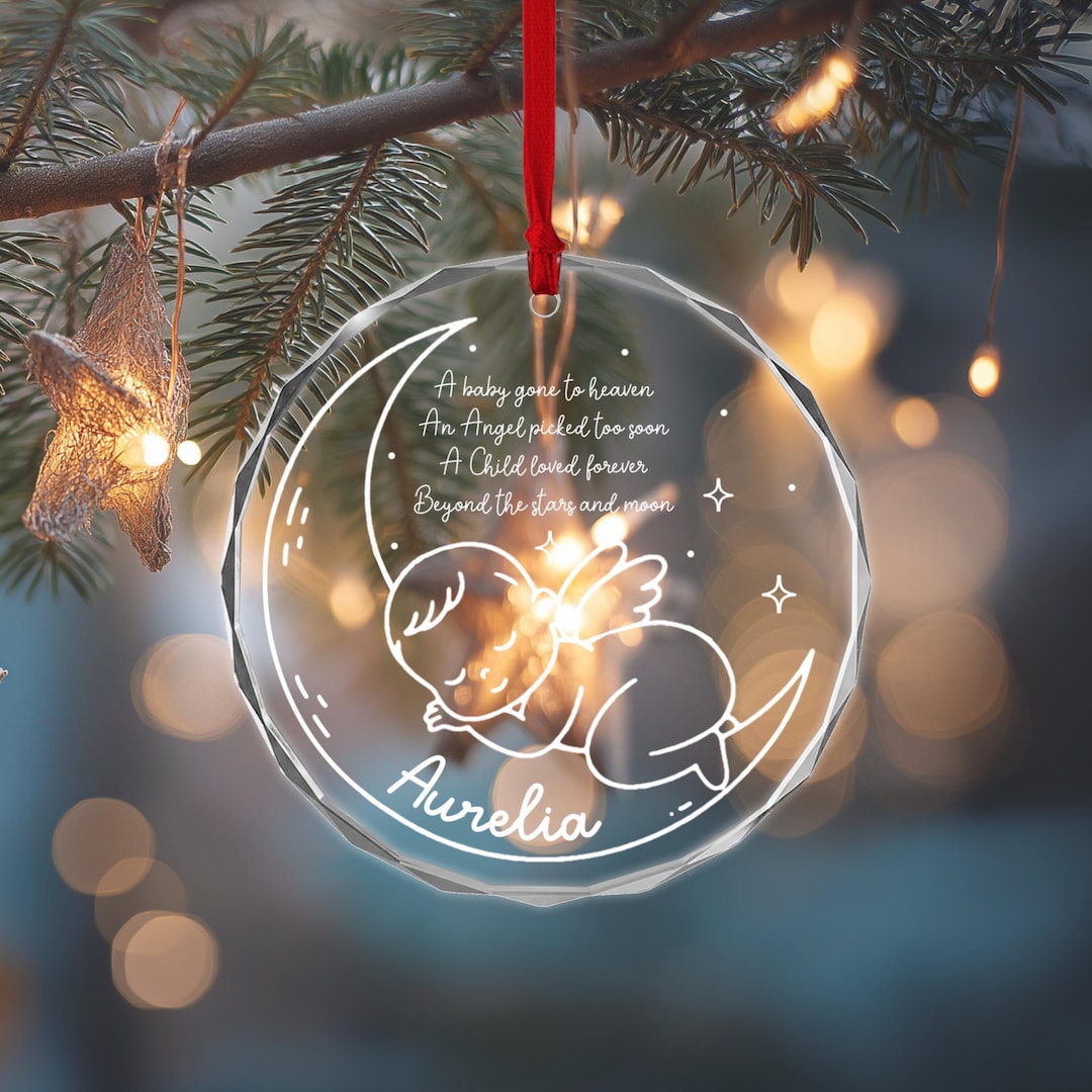 Personalized Baby Memorial Glass Ornament, Baby Gone to Heaven Ornament ...