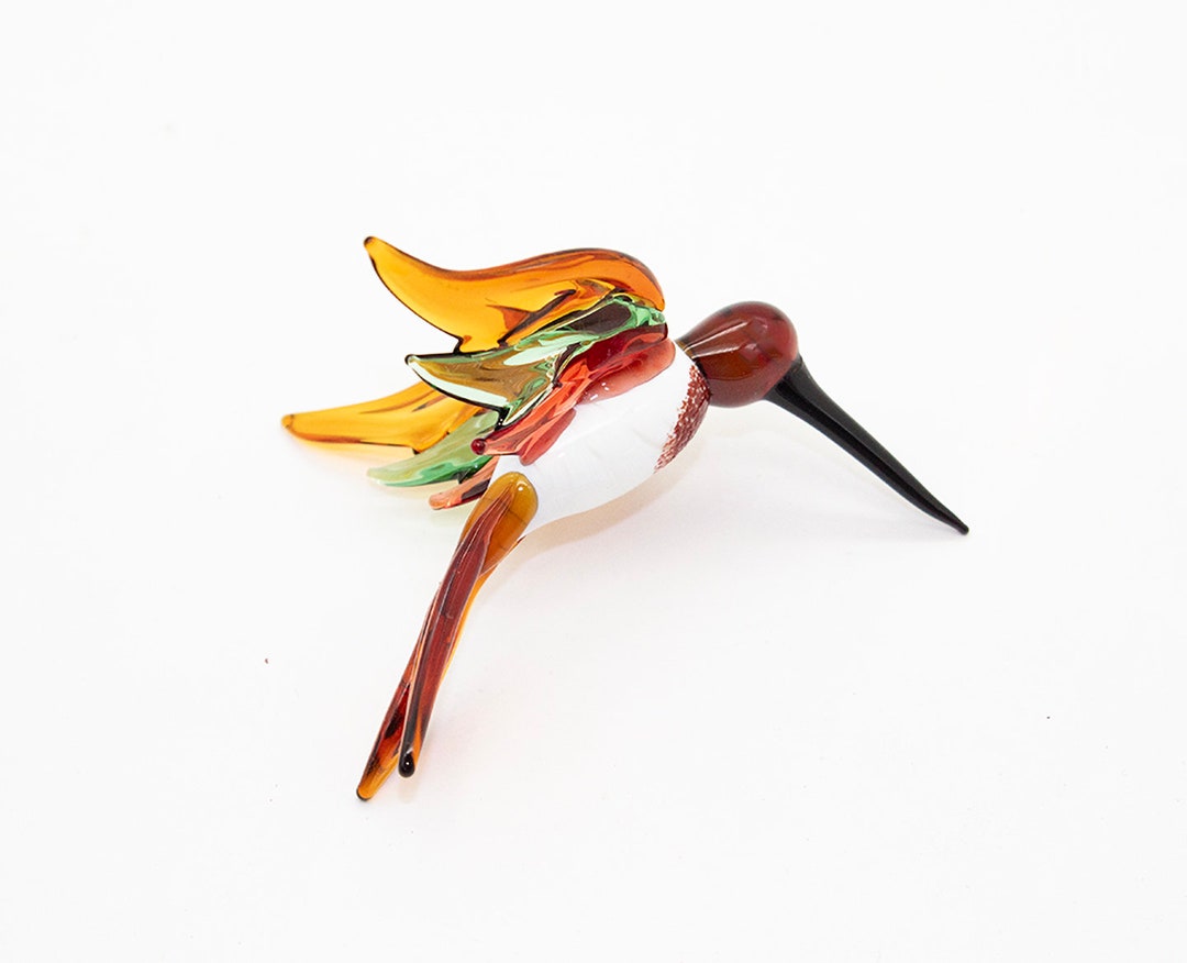 Ruby-throated Amber Large Hummingbird Lampwork Glass Ornament-free ...