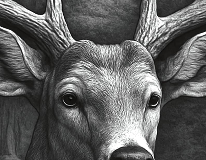 Whitetail Deer 3D STL Relief – Forest Scene for CNC or Laser, Wildlife ...