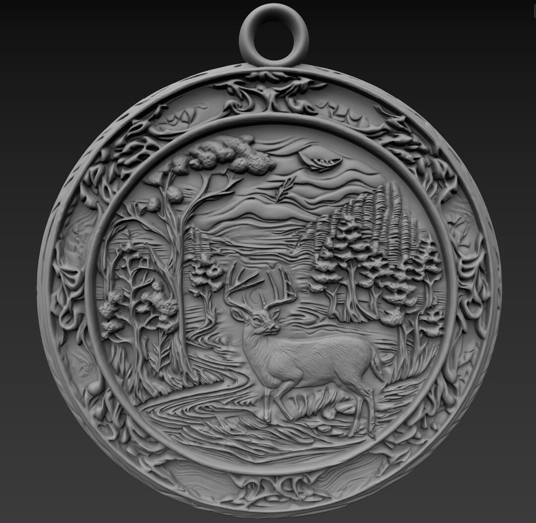 Whitetail Deer Buck Christmas Ornament – 3D Relief STL + OBJ ...