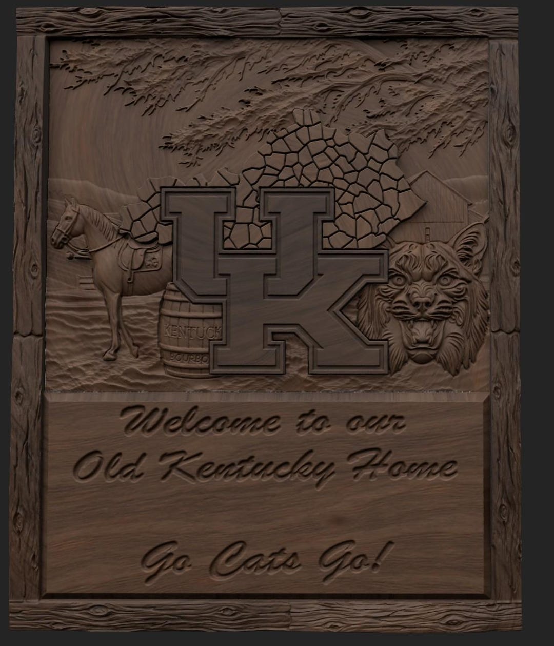 Old Kentucky Home 3D Relief Sign | STL for CNC & 3D Printing | Rustic ...