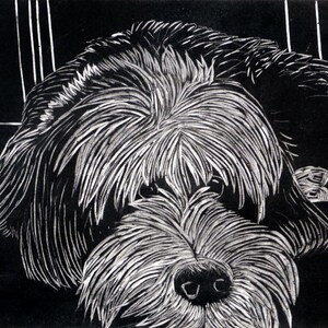 Custom Hand Carved Linocut Print Dog Portrait - Etsy