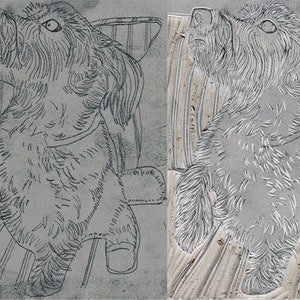 Custom Hand Carved Linocut Print Dog Portrait - Etsy