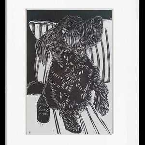 Custom Hand Carved Linocut Print Dog Portrait - Etsy