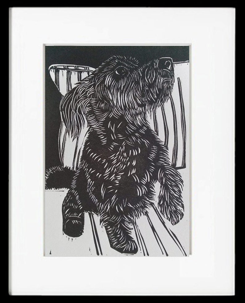 Custom Hand Carved Linocut Print Dog Portrait - Etsy