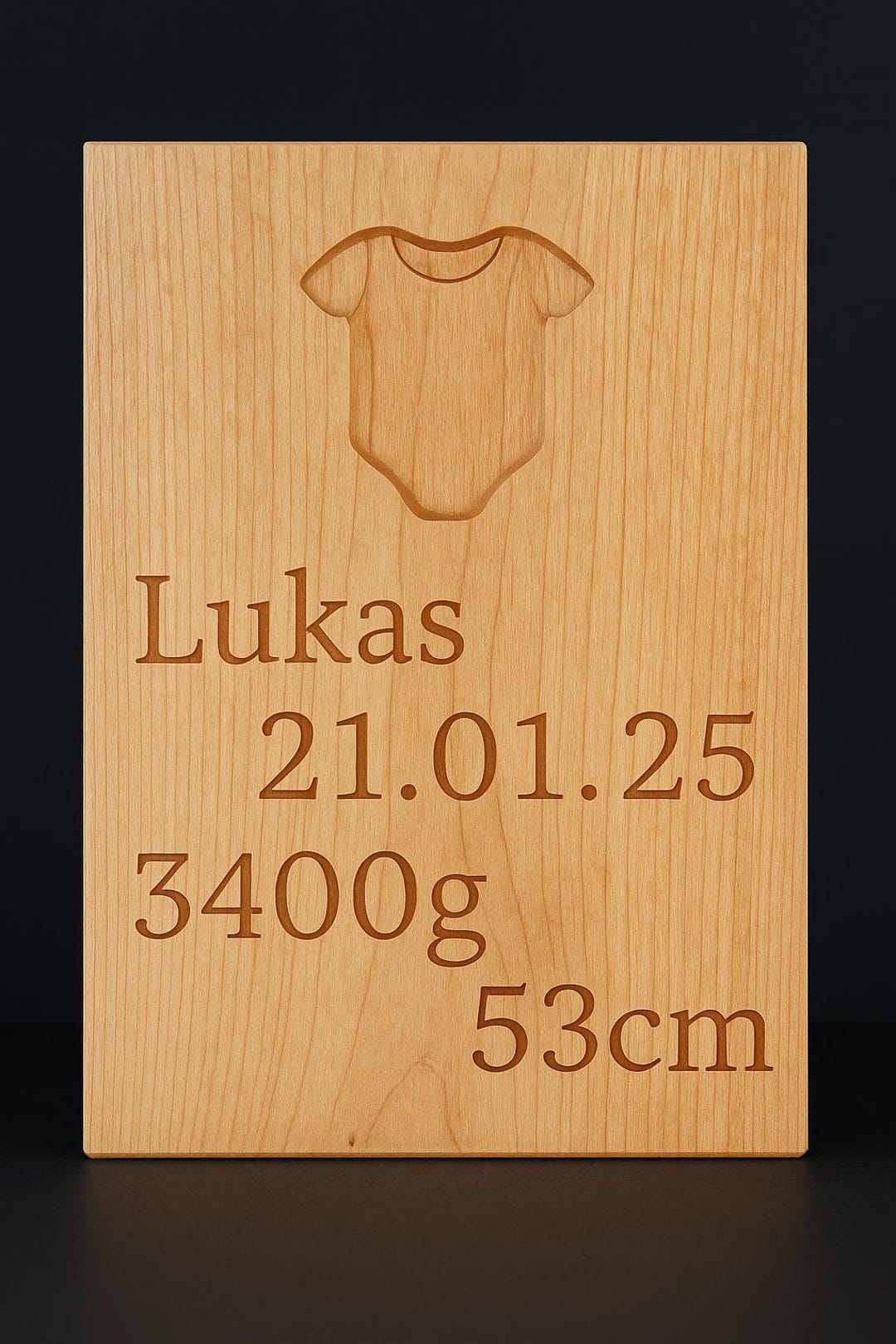 Personalized Wooden Birth Sign – American Cherry | CNC Engraving | Baby ...