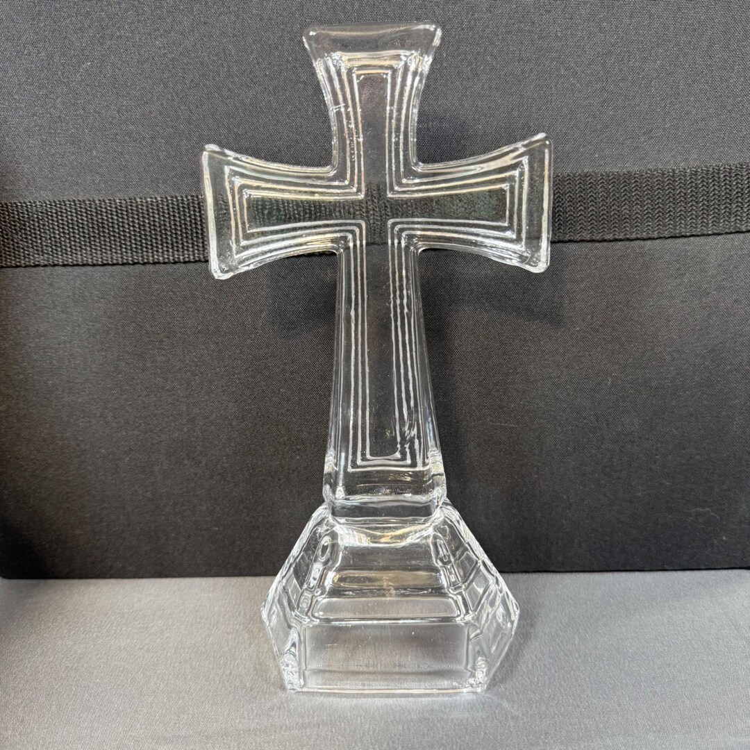 Clear Glass Cross Tabletop Decor Religious Christian Display Stand - Etsy