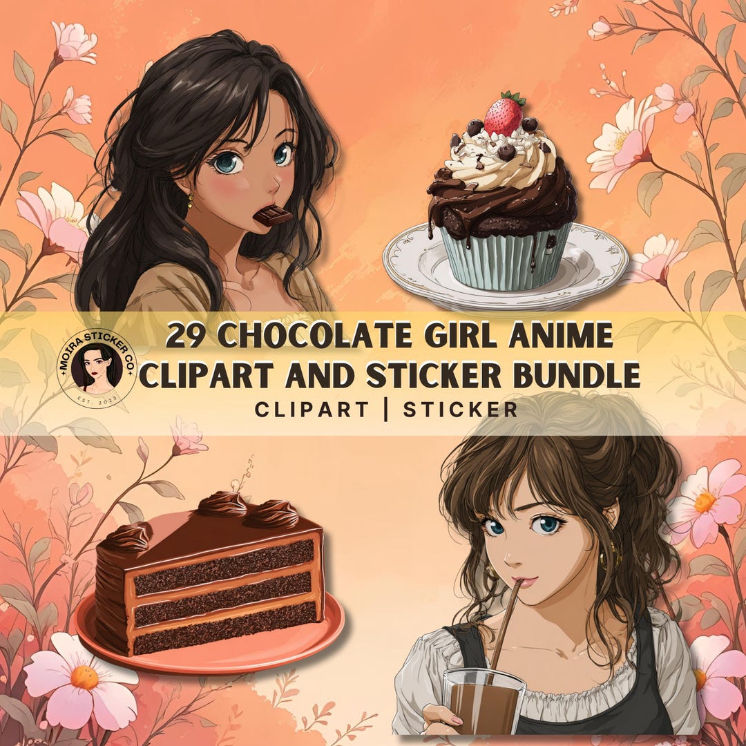 Autumn Chocolate Anime Clipart & Sticker Bundle: Kawaii Fall PNG Set - Etsy