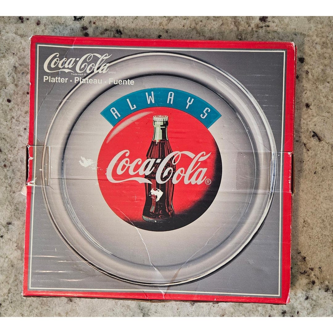 Vintage Coca Cola Glass Circle Logo Platter 1994 With Box - Etsy