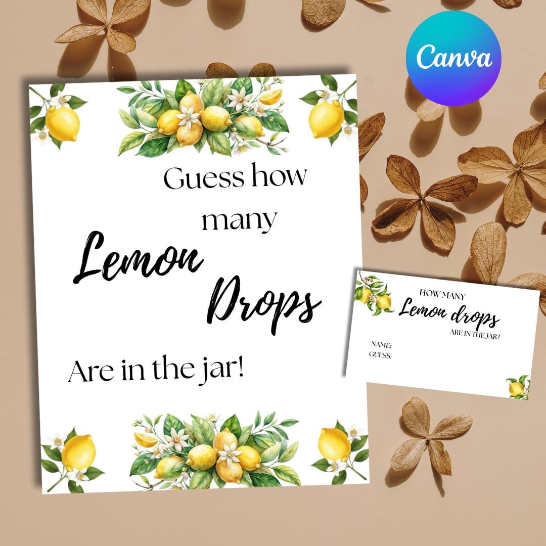 Lemon Baby Shower Game Printable | How Many Lemon Drops Are in the Jar ...