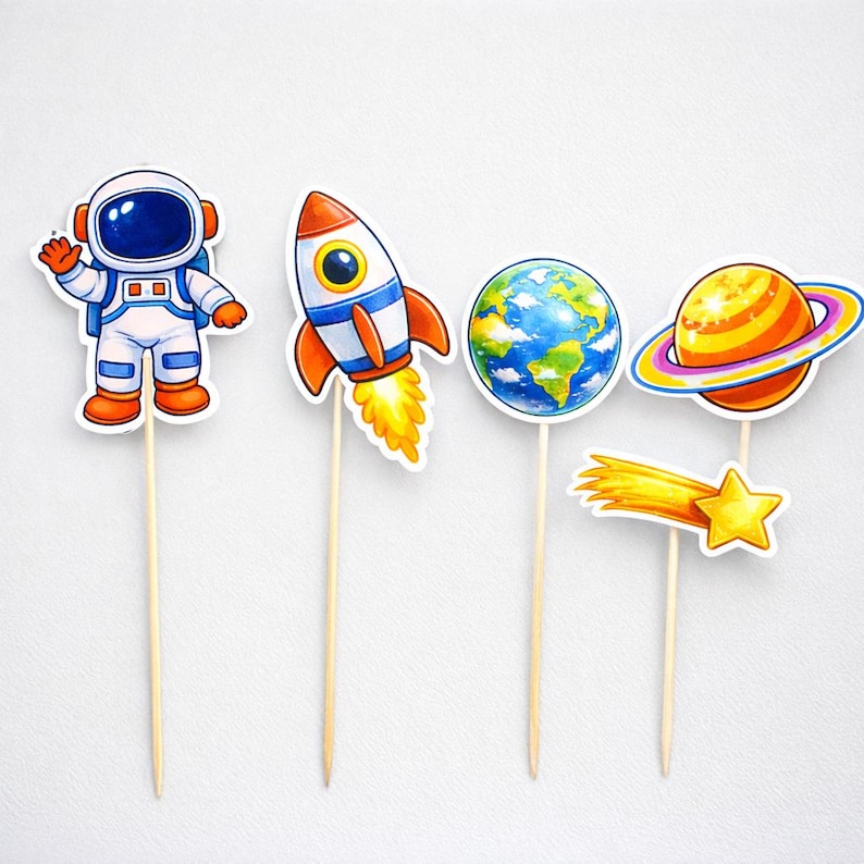 Printable Space Cake Topper | Astronaut, Rocket, Planets | Kids ...