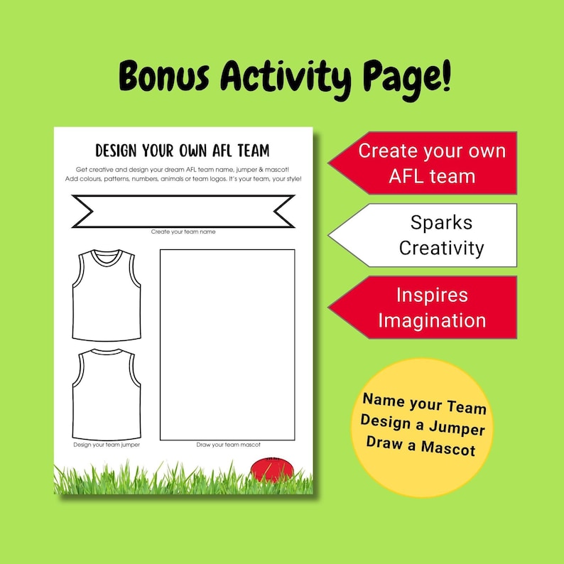 Printable AFL Colouring Book for Kids | Ages 6-10 | Home or School ...