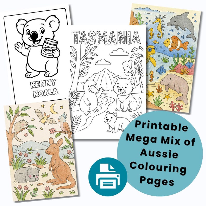Aussie Printable Colouring Pages for Kids | Animals, Iconic Locations ...