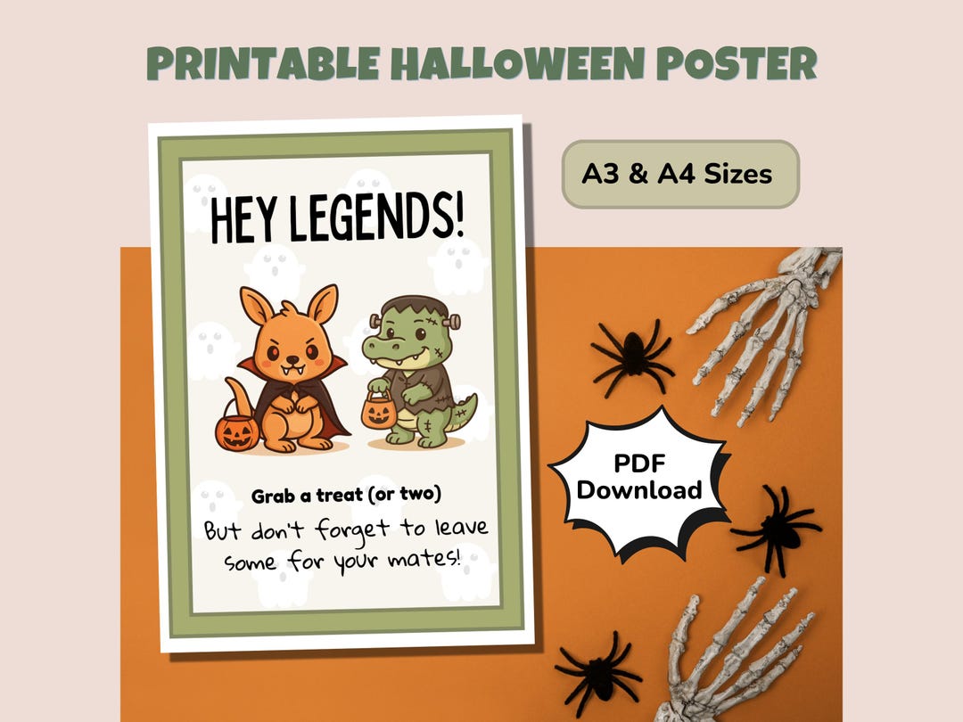 Halloween Trick or Treat Sign: Aussie Inspired Porch Poster (PDF ...