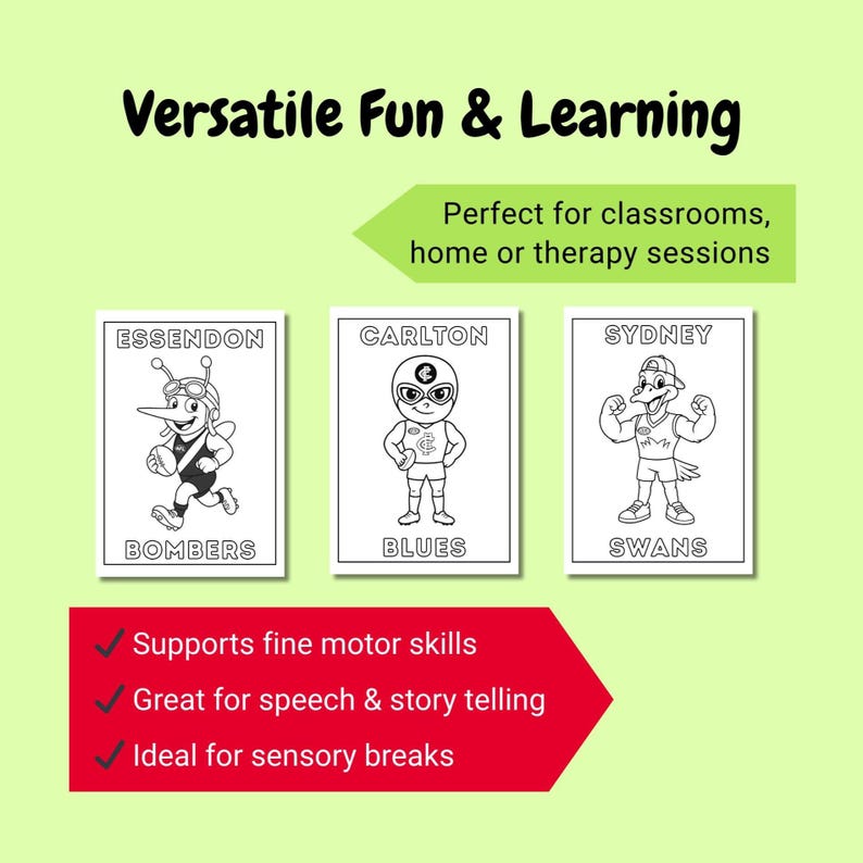 Printable AFL Colouring Book for Kids | Ages 6-10 | Home or School ...