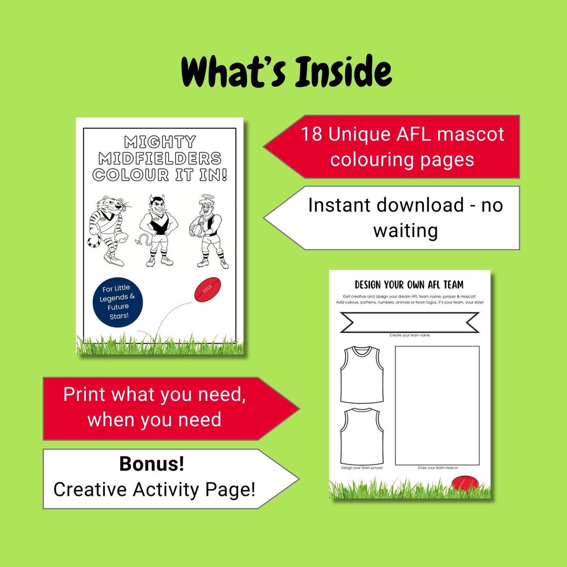 Printable AFL Colouring Book for Kids | Ages 6-10 | Home or School ...