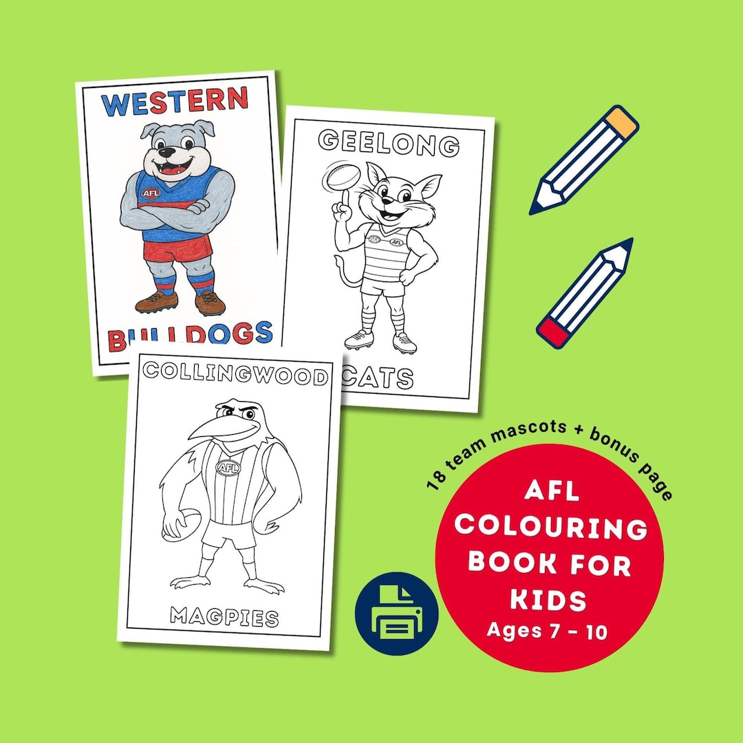 Printable AFL Colouring Book for Kids | Ages 6-10 | Home or School ...