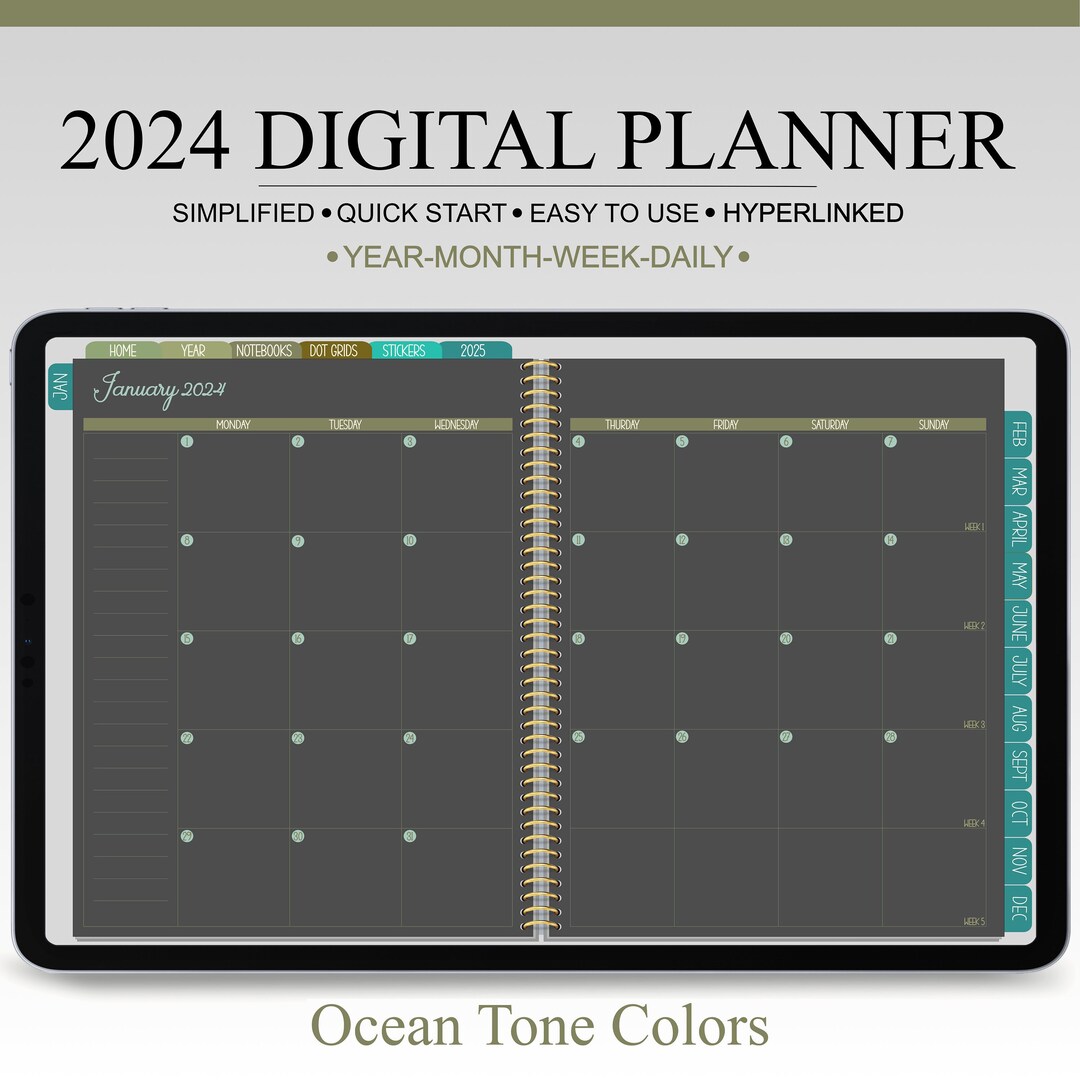 2024 Digital Planner, Colorful Digital Calendar, Goodnotes Planner ...