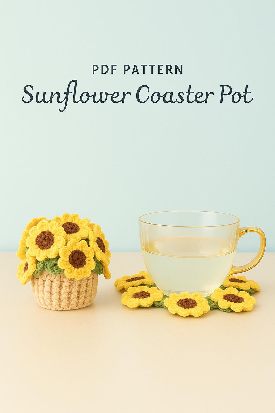 Sunflower Coaster Pot Crochet Pattern, Flower Pot Crochet Pattern ...