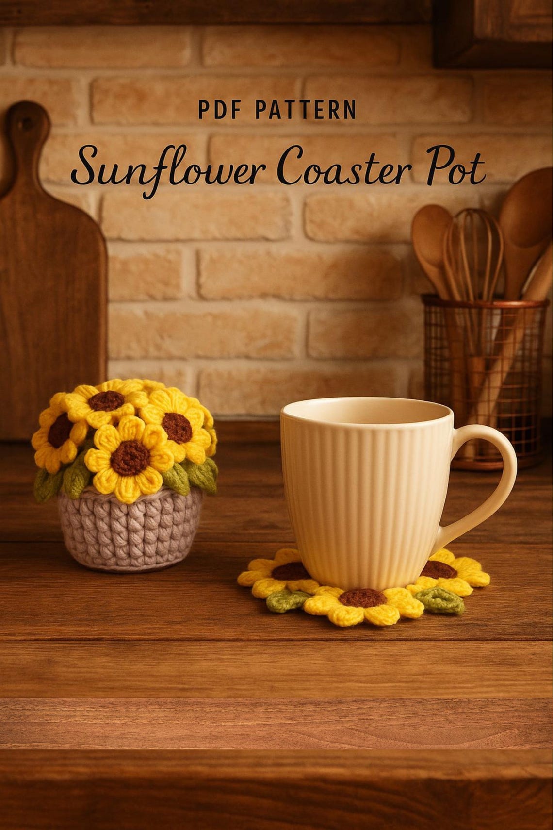 Sunflower Coaster Pot Crochet Pattern, Flower Pot Crochet Pattern ...