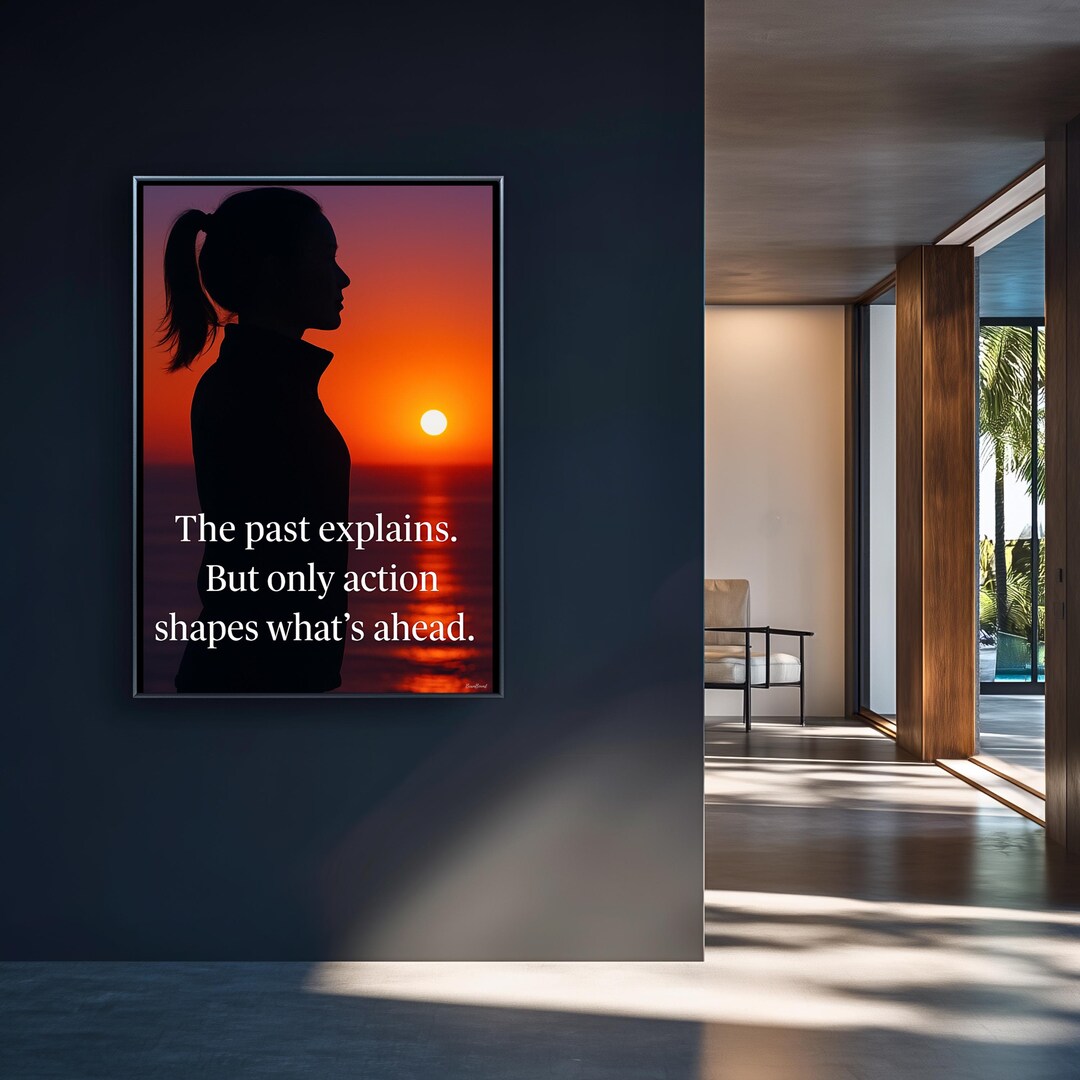 Calm Motivational Quote Art Ocean Sunset Silhouette Digital Download ...