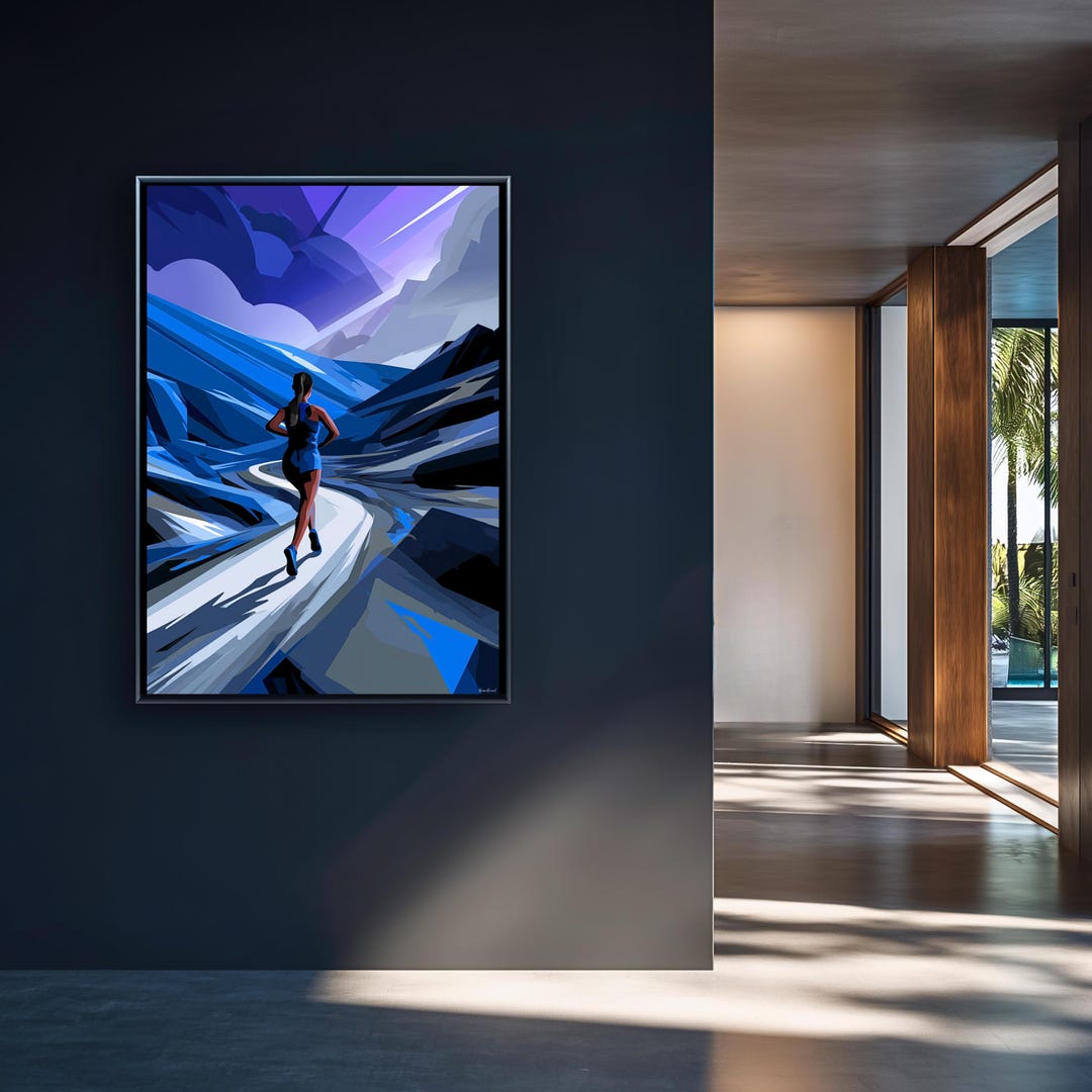 Mountain Path Runner Wall Art Digital Download Blue Landscape ...