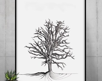 winter tree drawing