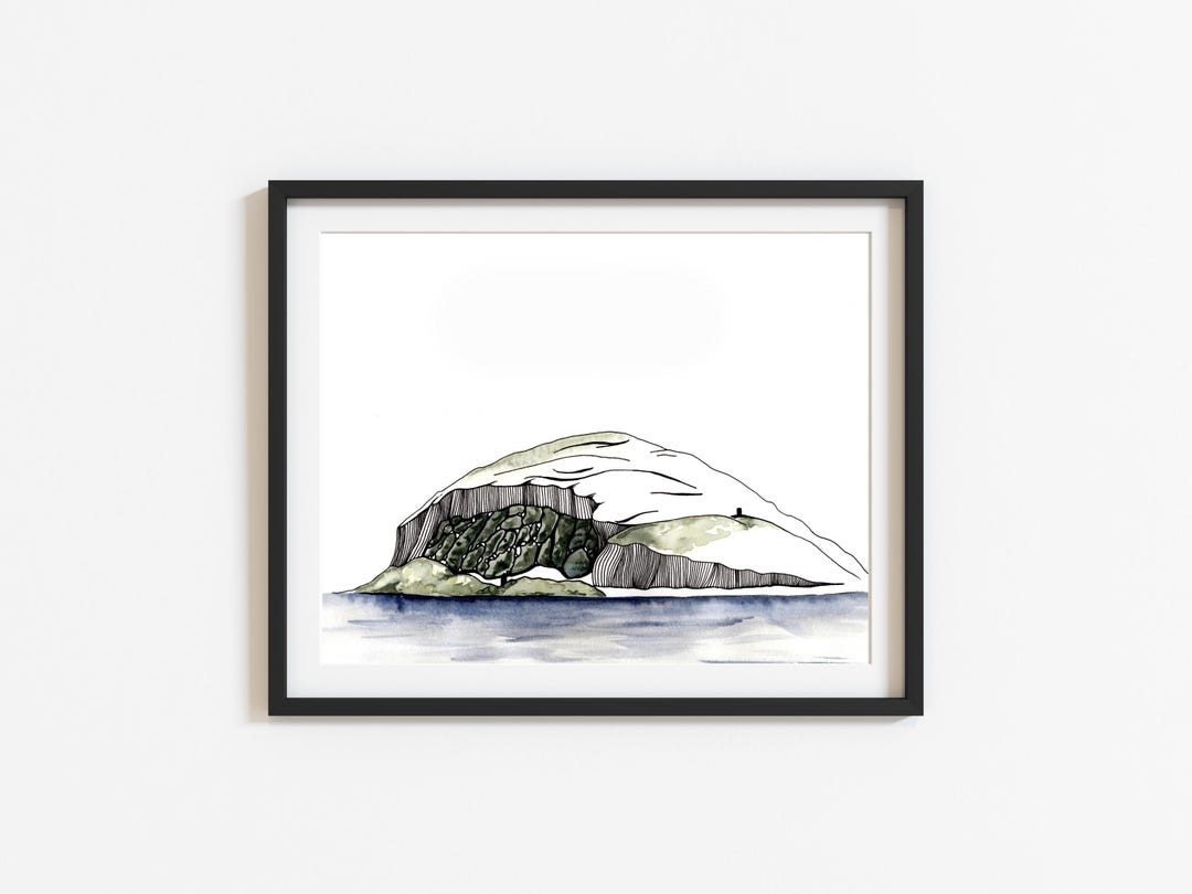 Ailsa Craig Watercolor Art Print – Fairy Rock Scottish Island Landscape ...