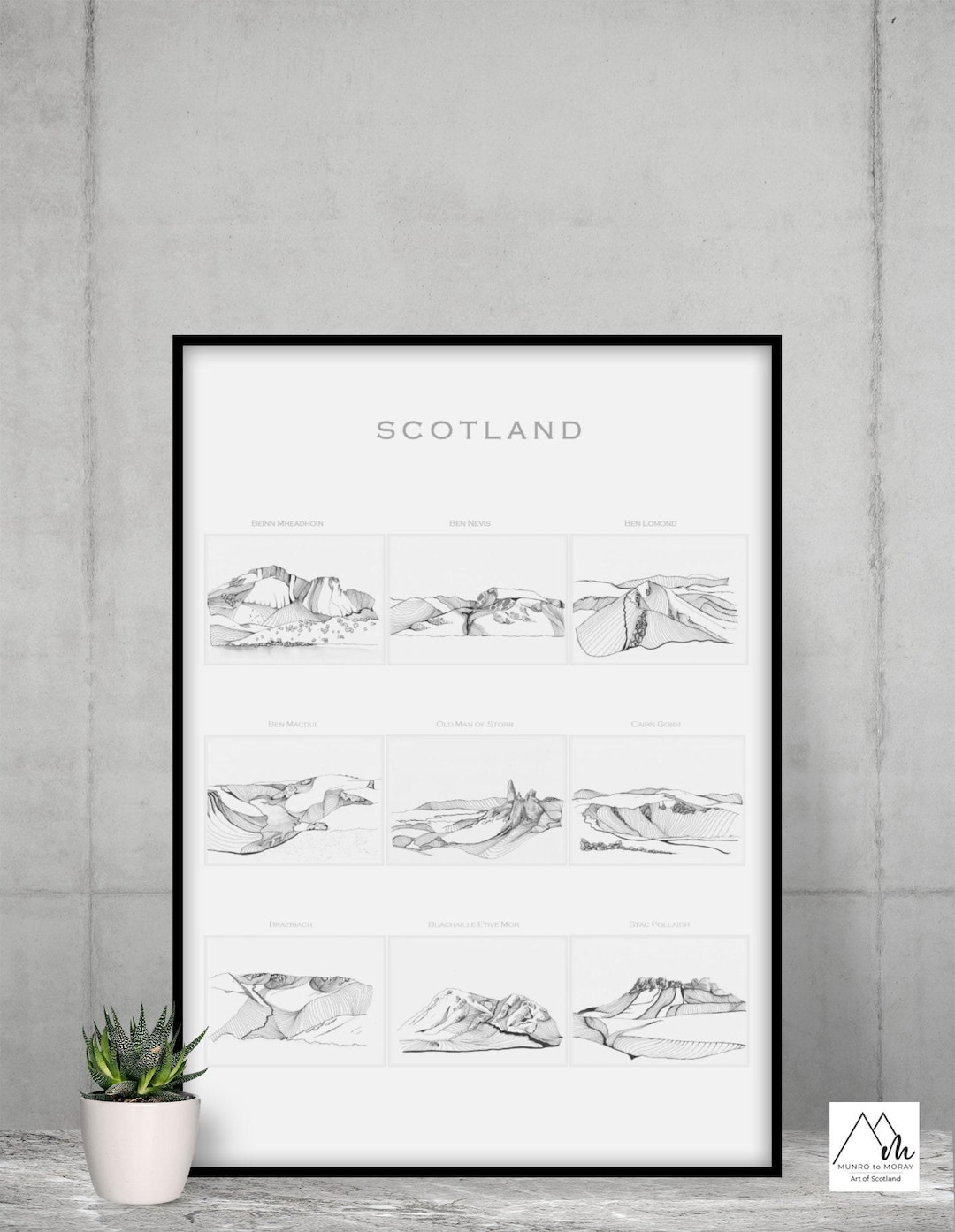 Scottish Munro Art Print – Mountain Wedding Gift – Scotland Poster ...