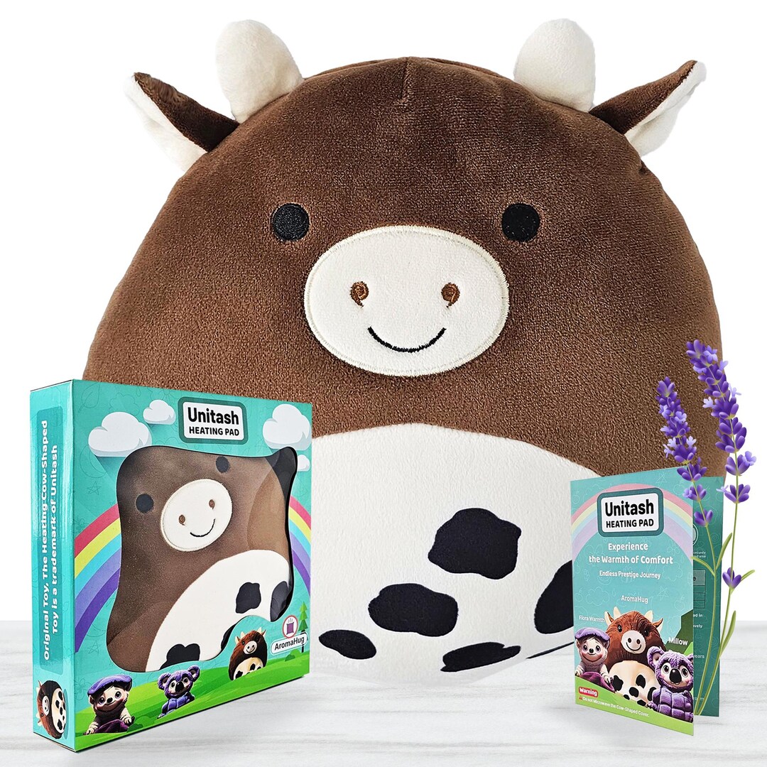 Unitash 10” Aromahug Cow-shaped Heating Pad – Flaxseed and Lavender ...