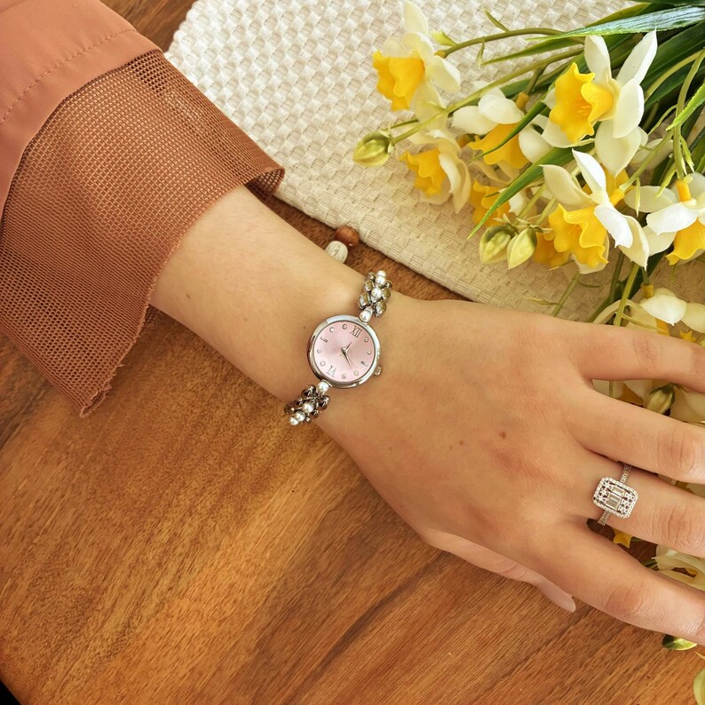 Freshwater Pearl Silver Watch, Dainty Vintage Style Womens Timepiece - Etsy