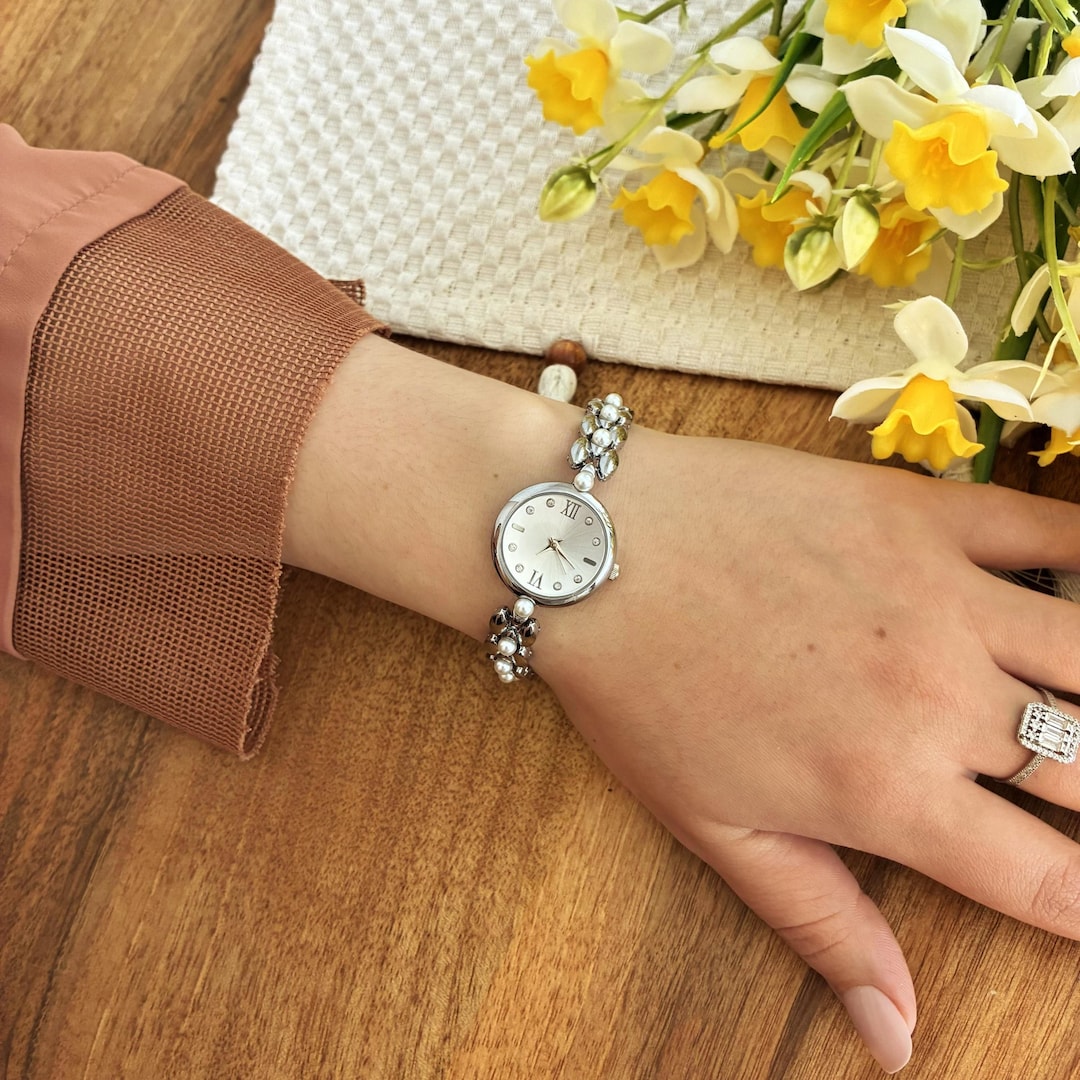 Freshwater Pearl Silver Watch, Dainty Vintage Style Womens Timepiece - Etsy