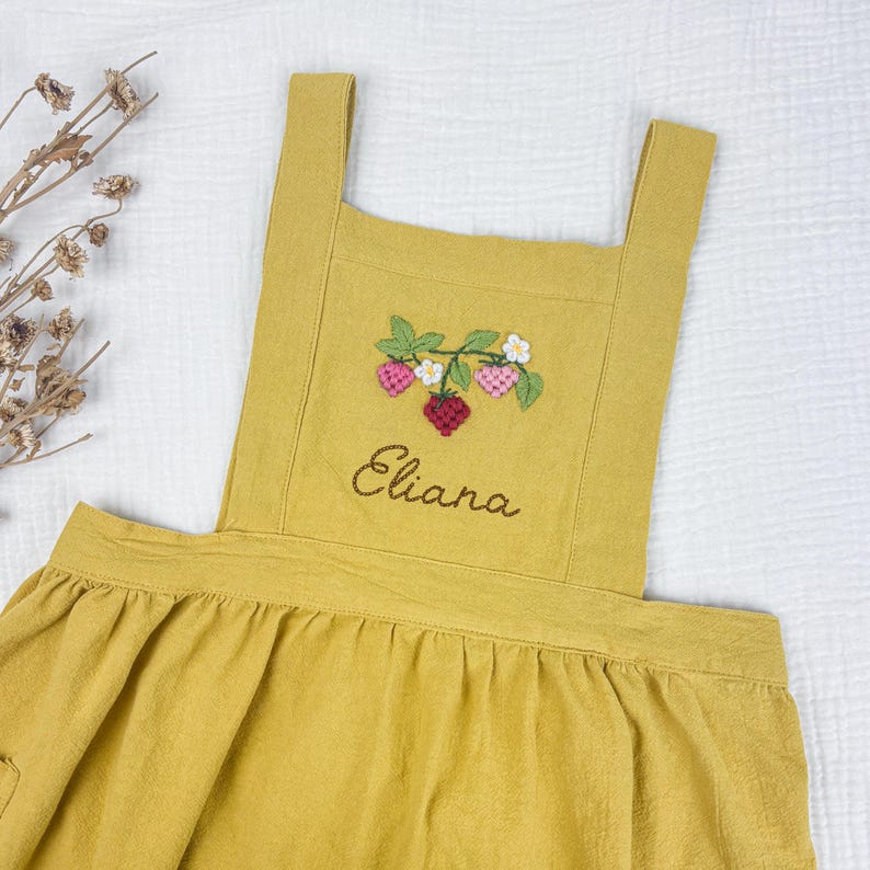 Personalized Kids Apron: Hand-embroidered Linen-cotton Blend T9 - Etsy