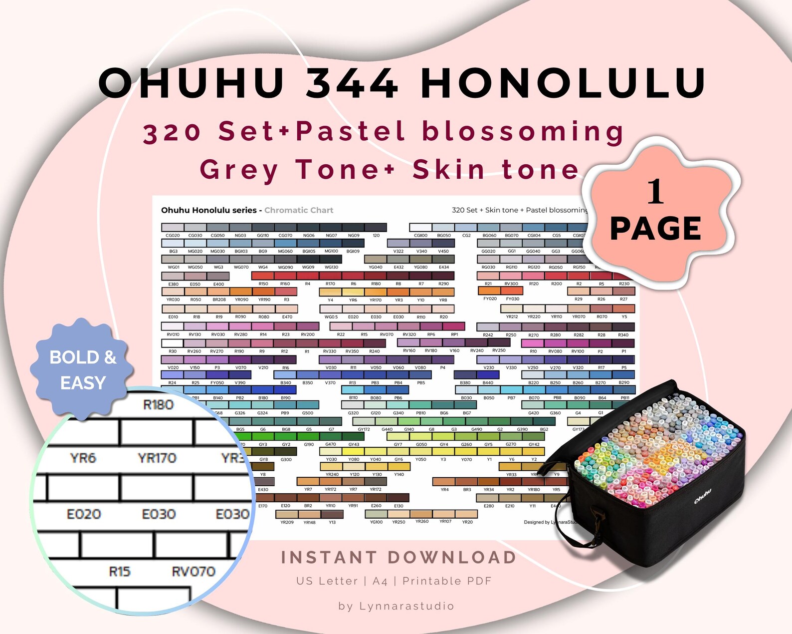 Ohuhu 344 Color Marker Swatch Chart: Chromatic Printable PDF - Etsy