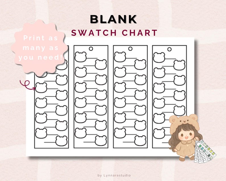 Printable Blank Swatch Chart – DIY Color Chart for Markers (digital PDF ...