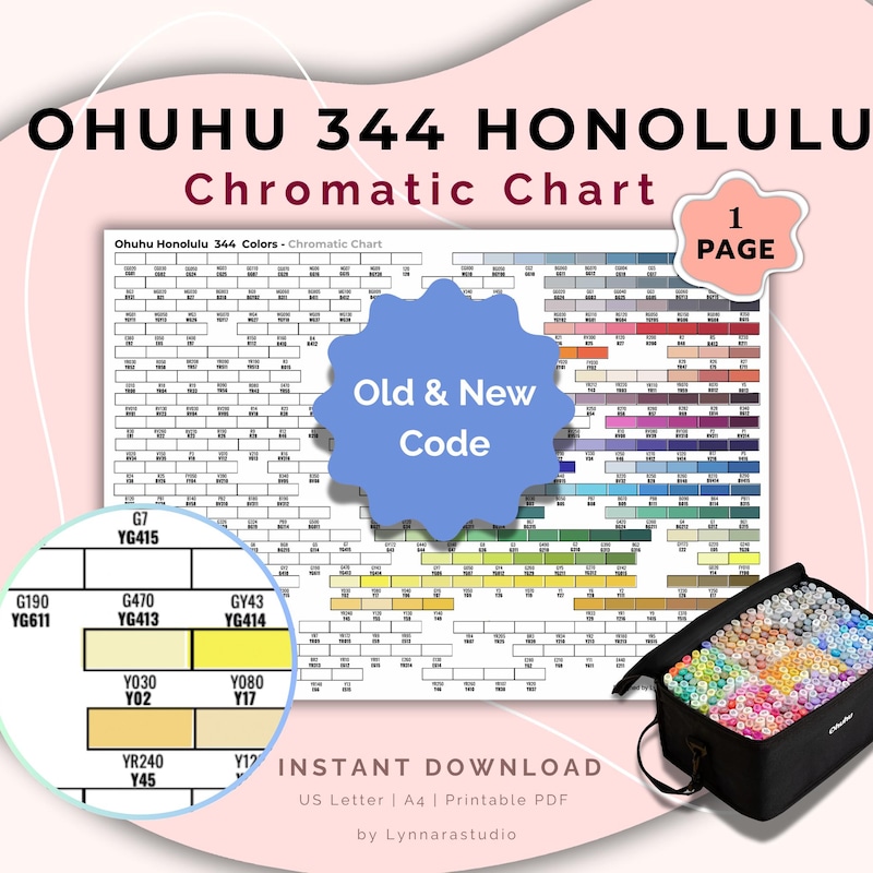 Ohuhu 344 Marker Chart - Etsy