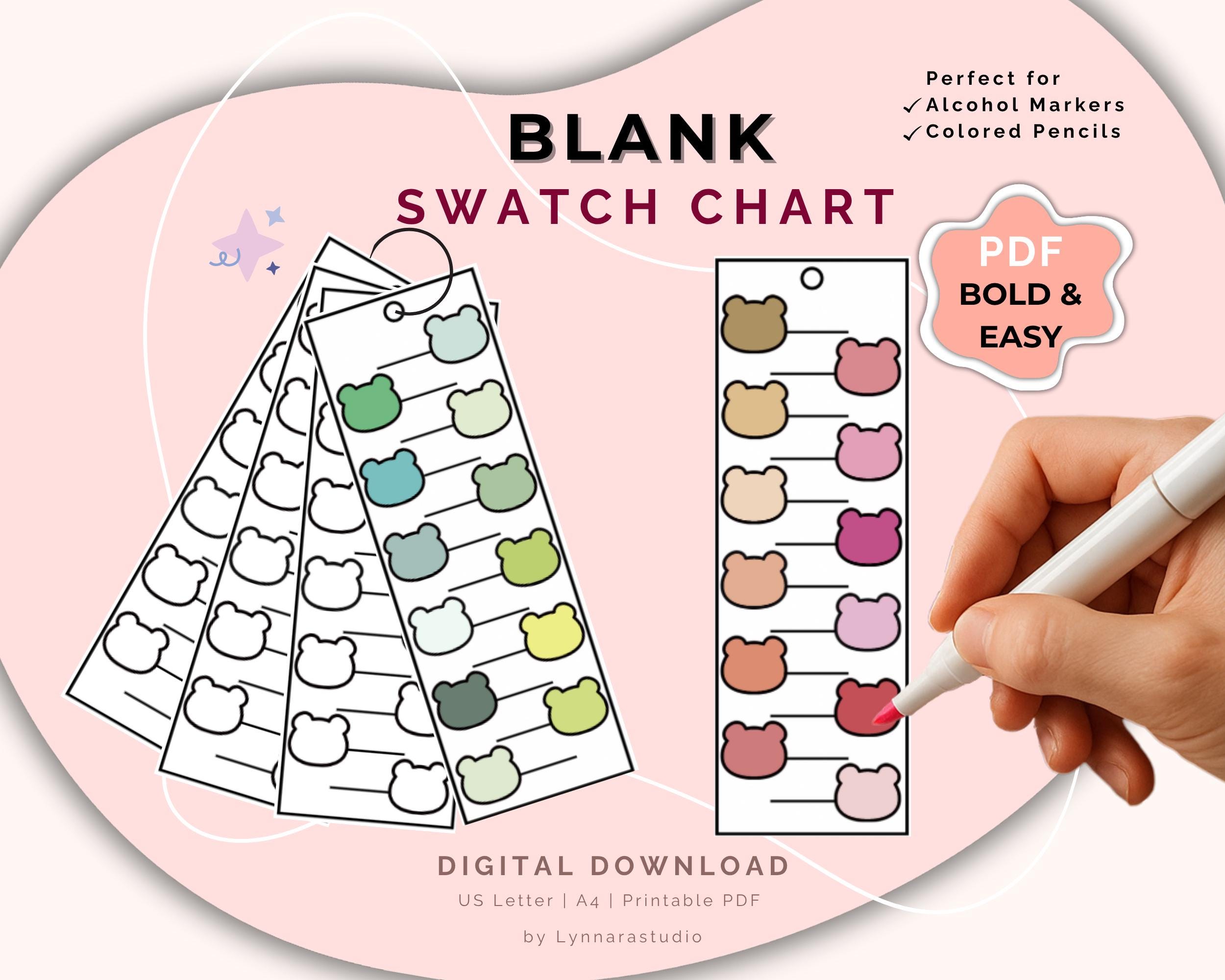 Printable Blank Swatch Chart – DIY Color Chart for Markers (digital PDF ...