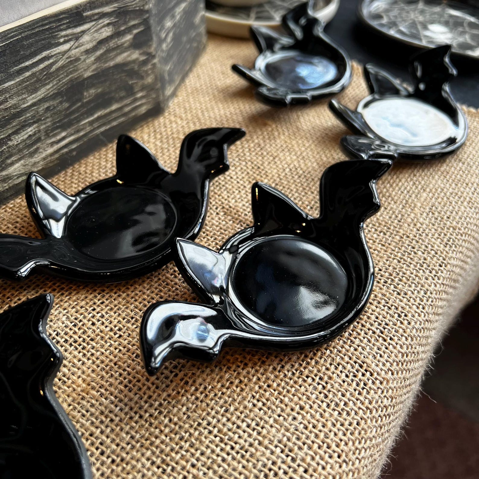 Handmade Ceramic Black Bat Tea Bag Holder, Goth Kitchen Decor ...