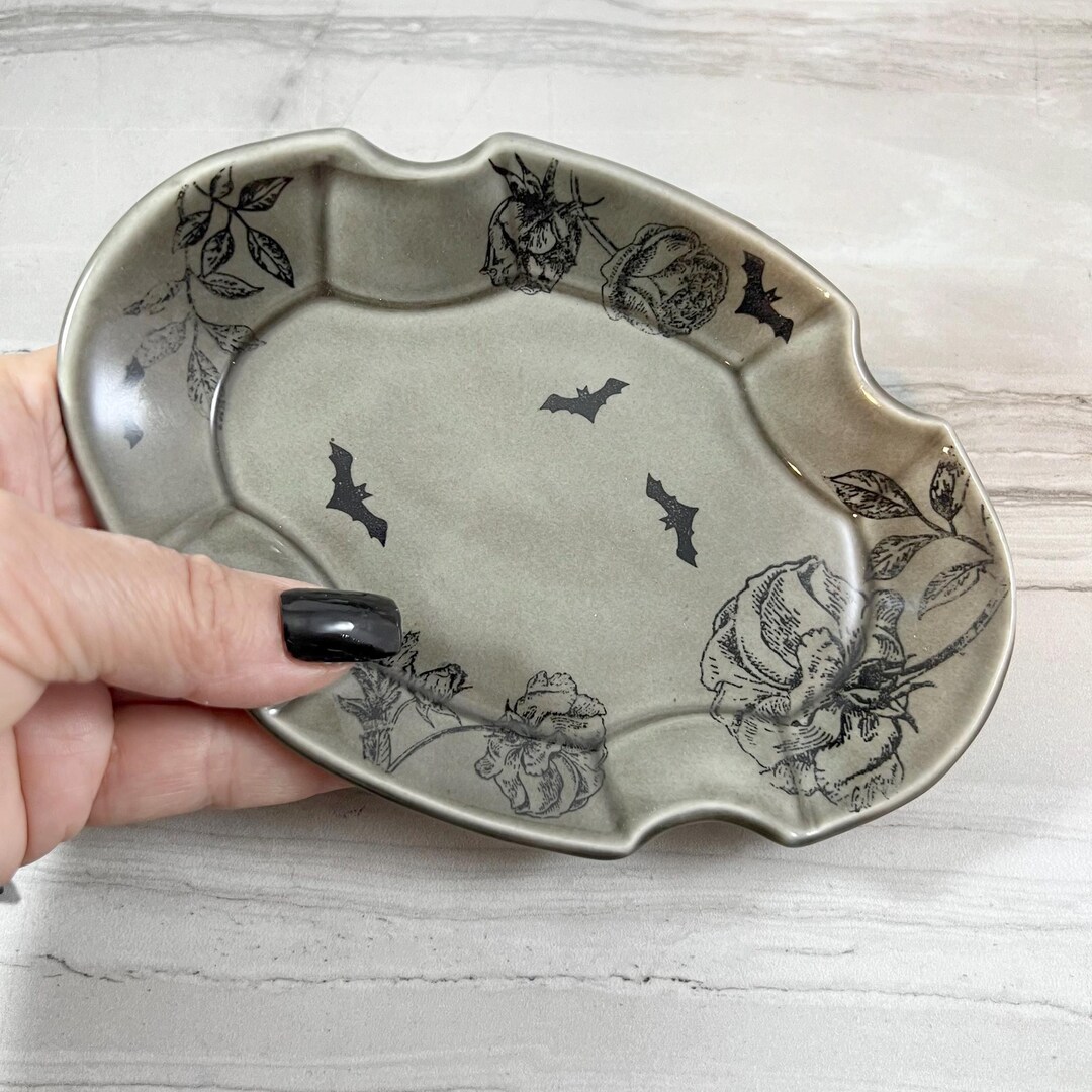 Gothic Floral Ceramic Spoon Rest: Dark Cottagecore Witchy Kitchen Decor ...