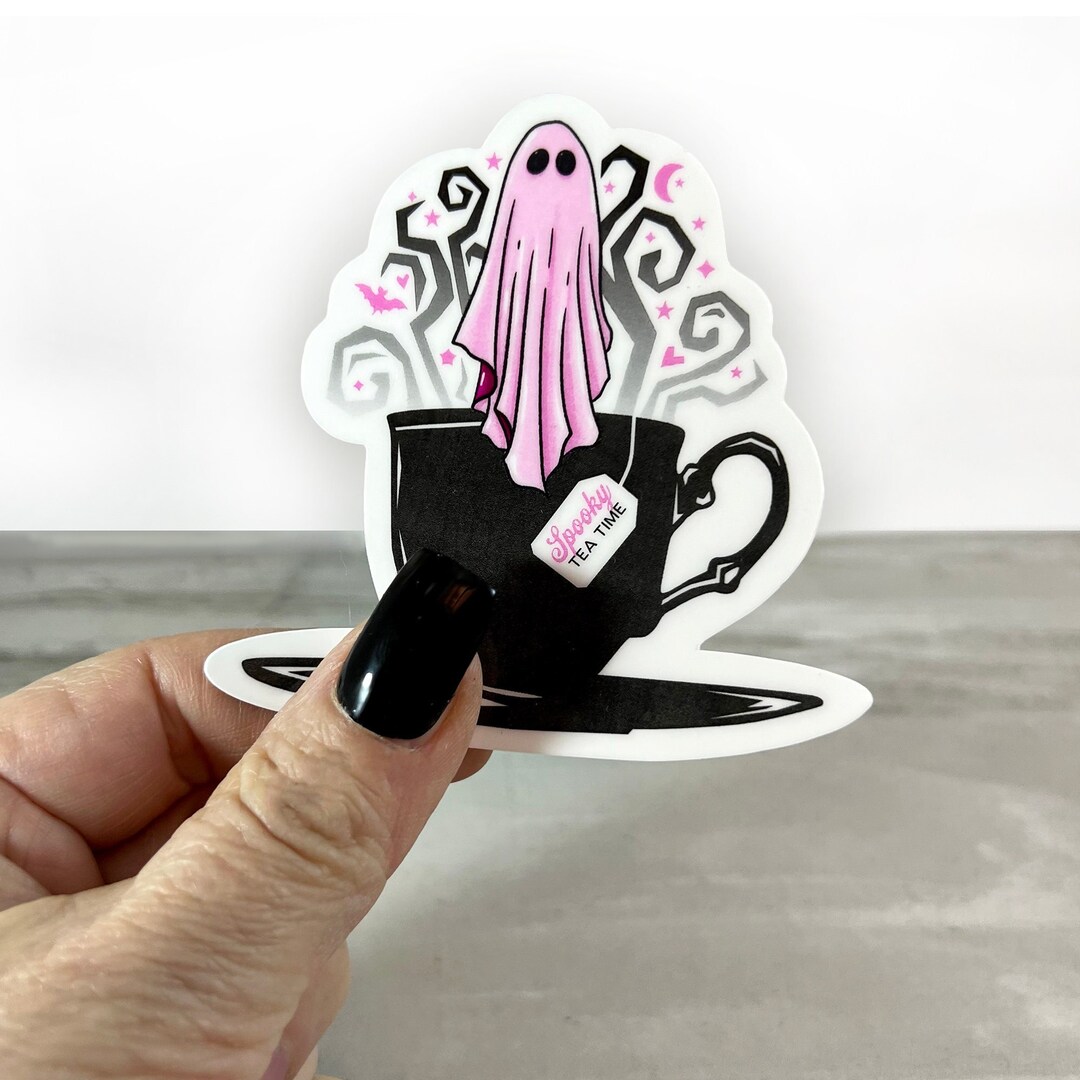 Pastel Goth Vinyl Sticker for Laptops, Spooky Cute Ghost Friendship ...