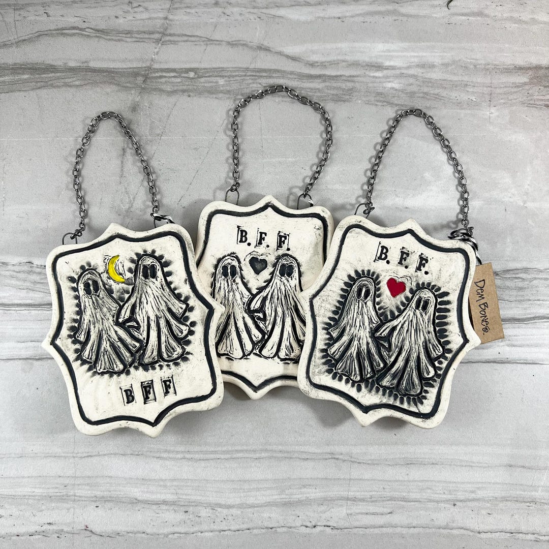 Two Ghosts Handmade Ceramic Wall Art: BFF Friendship Plaque, - Etsy
