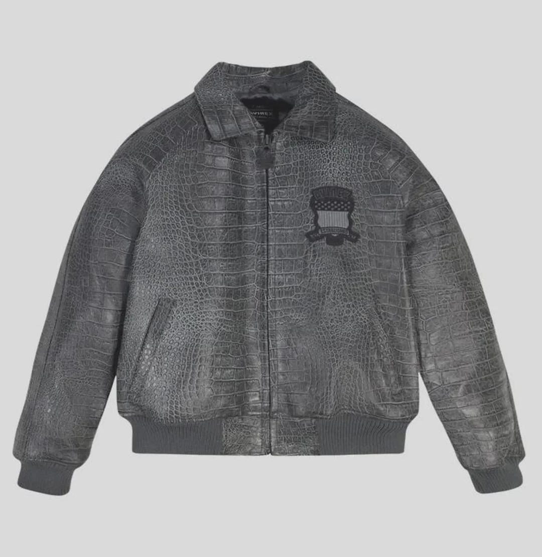 Avirex USA Crocodile-embossed Leather Jacket – Made to Order ...