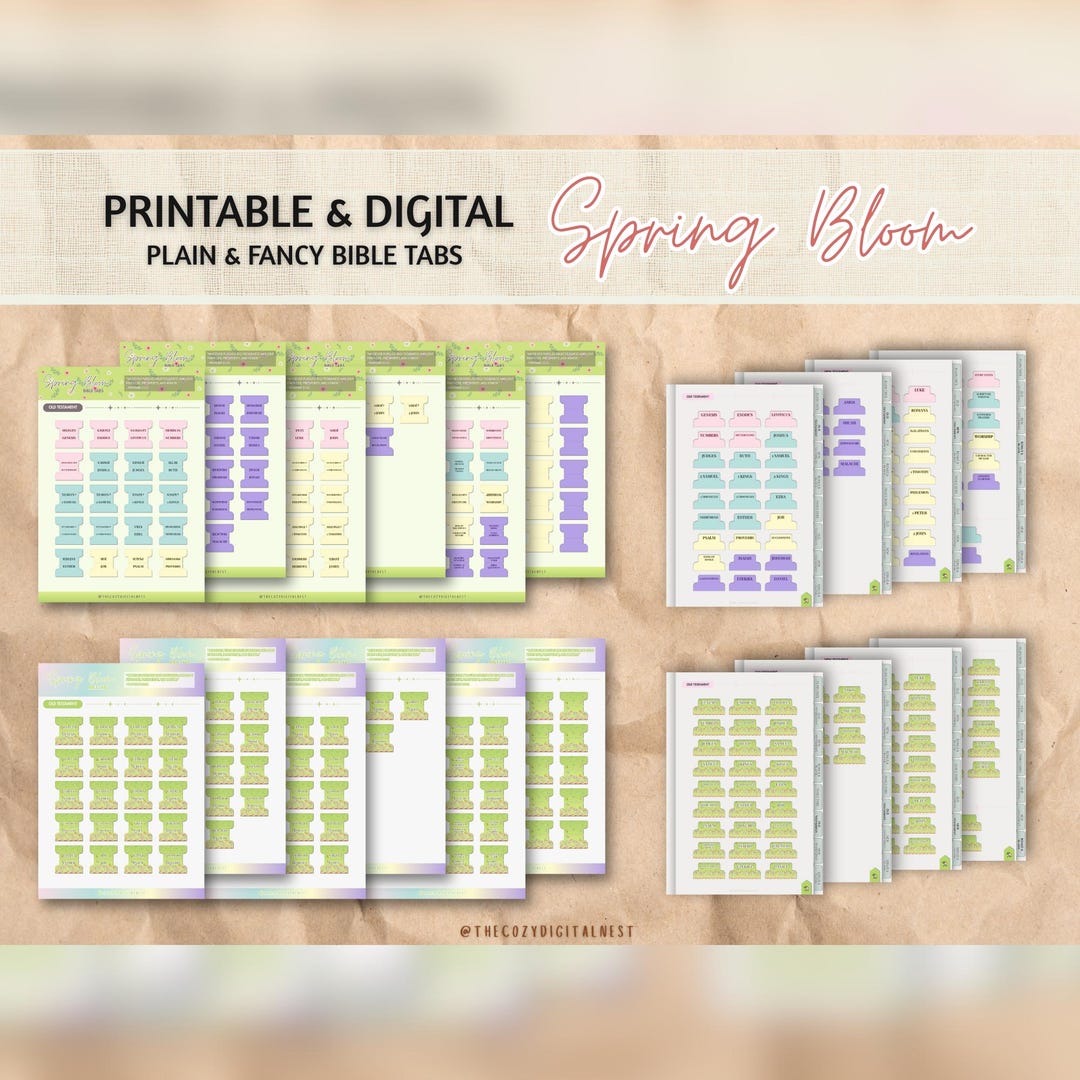 Spring Bloom Bible Tabs | Printable & Digital, 66 Books - Etsy