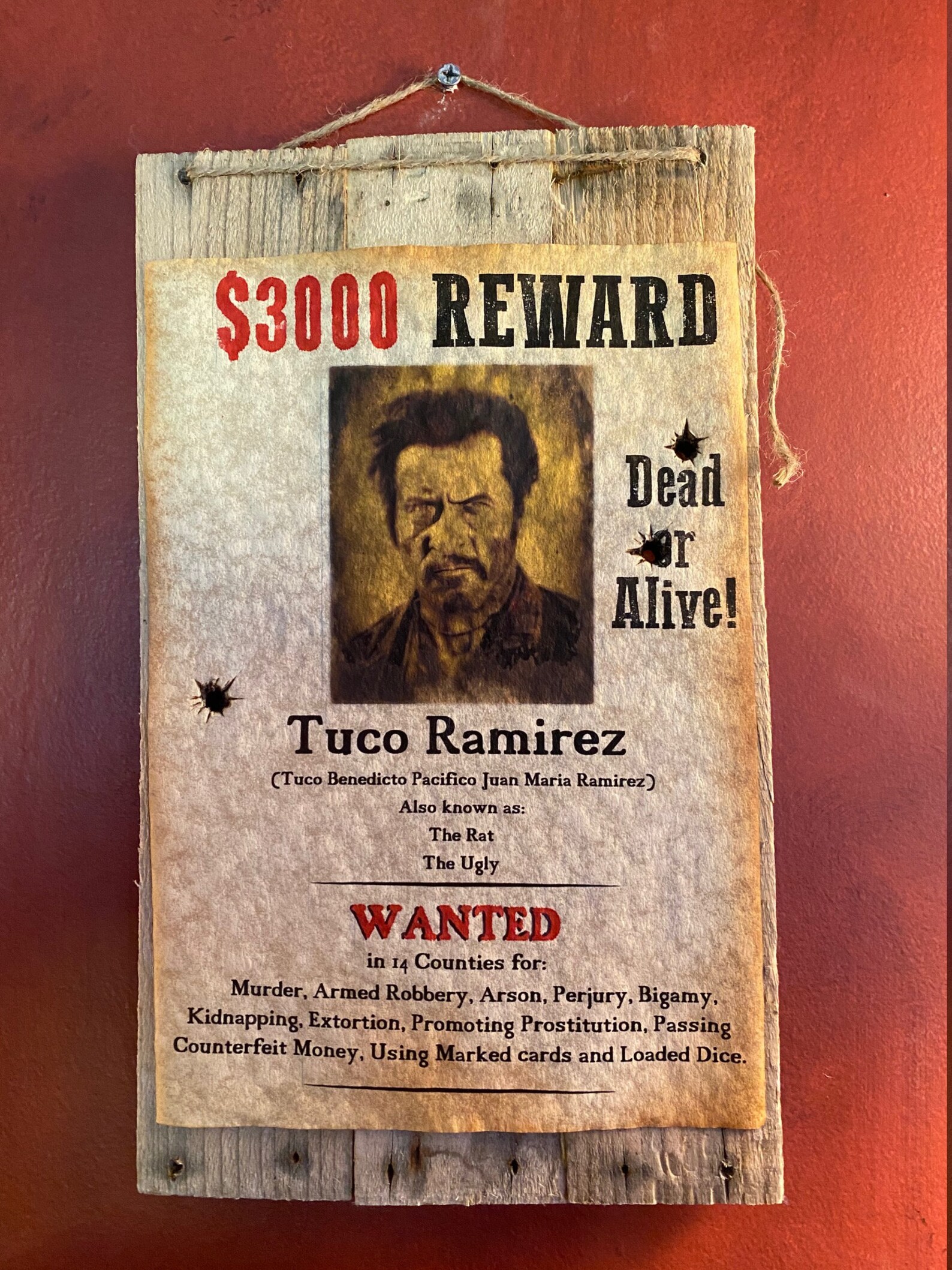The Good The Bad and the Ugly Tuco mounted Wanted sign | Etsy